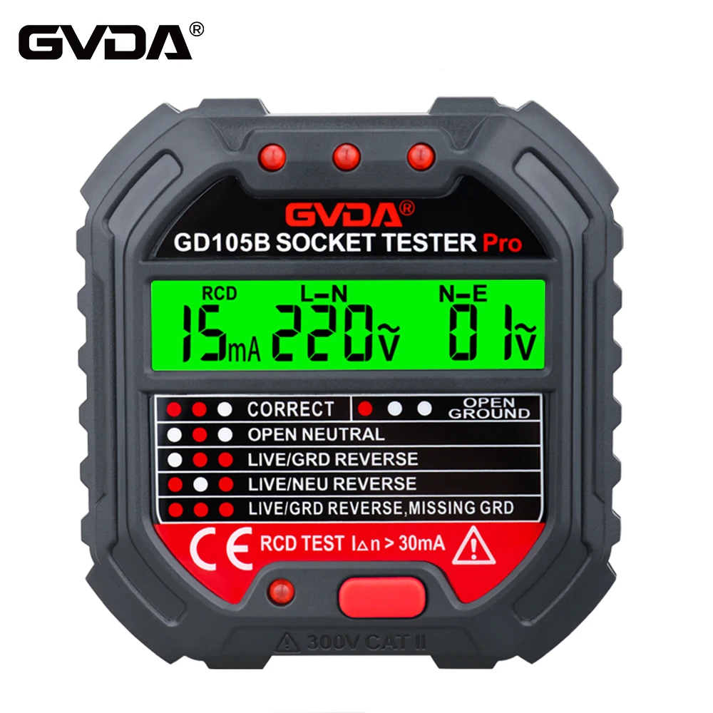 GVDA Socket Outlet Tester Voltage Detector Electric Circuit Breaker ...