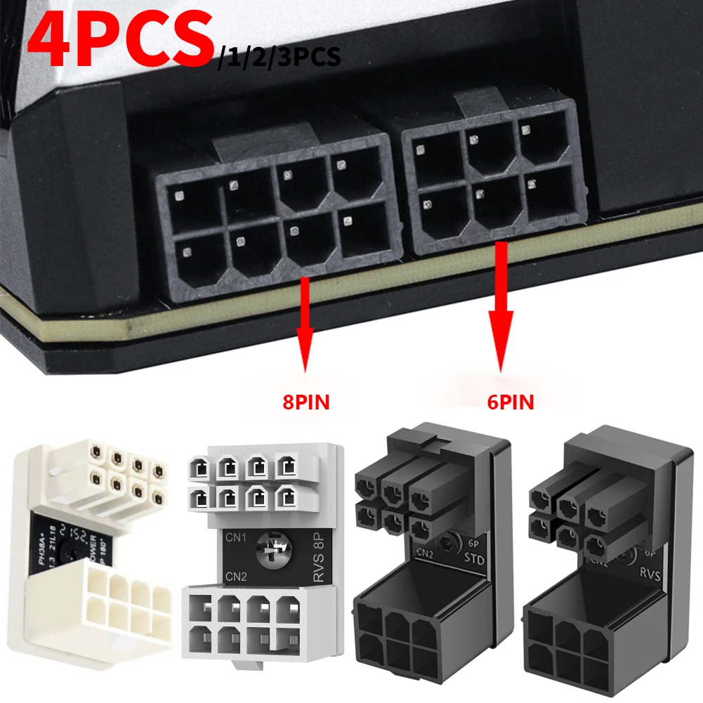 4-1pcs-ATX-8-Pin-6Pin-Female-to-Male-180-Degree-Angled-Turning ...