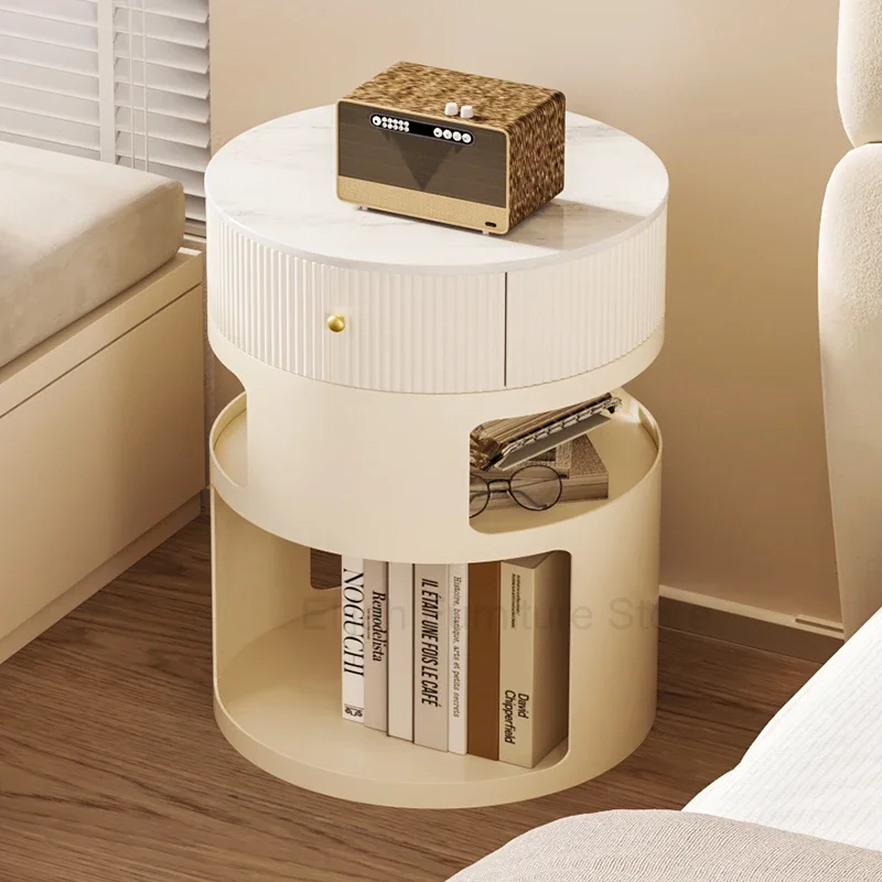 Designed-Round-Nightstands-White-Nordic-Filing-Console-Night-Bedside ...