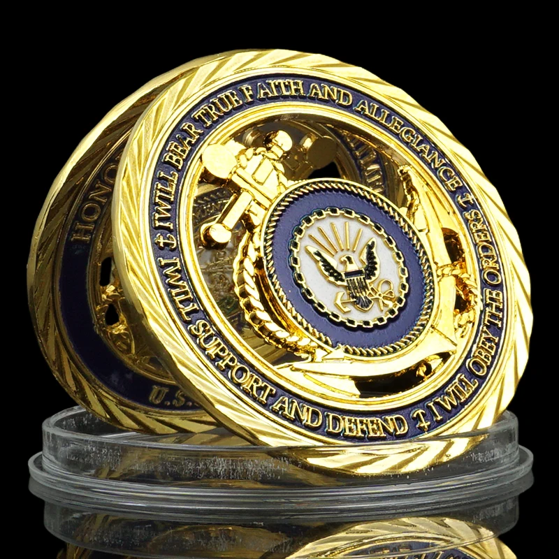 US-Navy-Anchor-Hollow-Military-Challenge-Coin-Gold-Plated-Coin ...