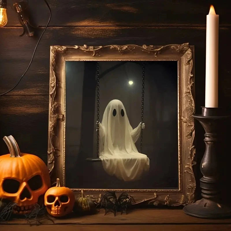 Abstract-Horror-Ghost-Swing-Canvas-Prints-Dark-Academy-Halloween ...