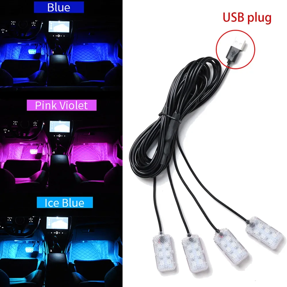 LED-Car-Interior-Ambient-Foot-Light-with-USB-Cigarette-Auto-Atmosphere ...