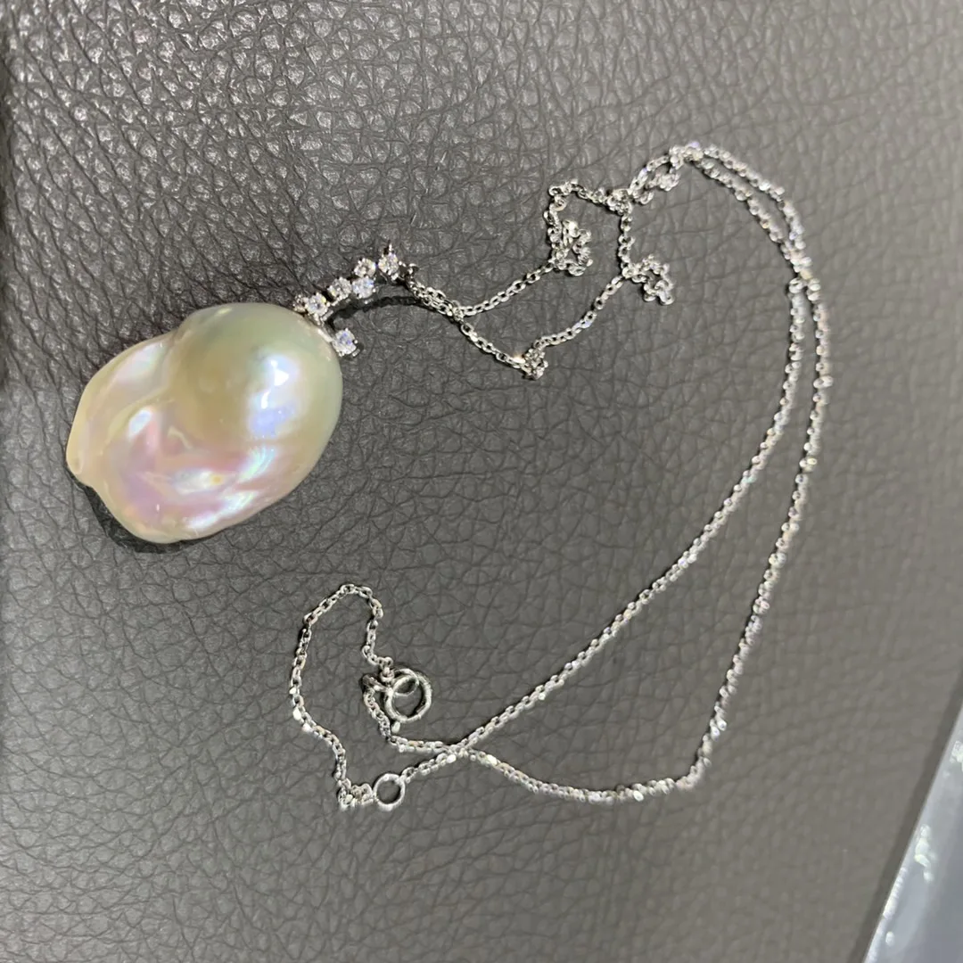 baroque-natural-fresh-water-pearl-pendant-necklace-18K-white-gold-with ...
