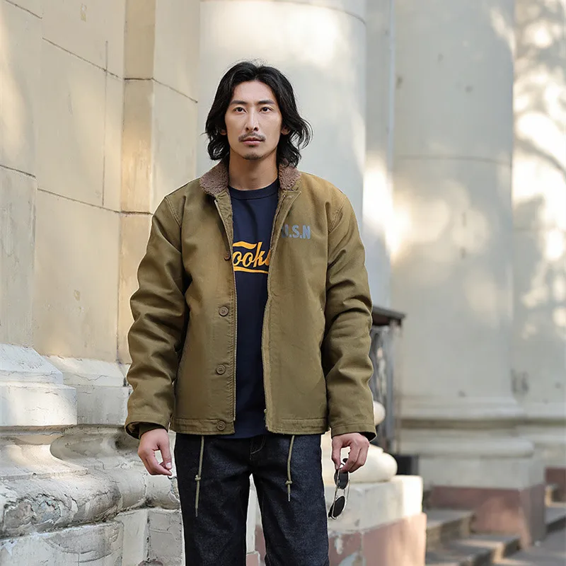 OKONKWO-Navy-N-1-Deck-Suit-Jacket-Men-Thickened-N1-Lamb-Fleece-Cotton ...