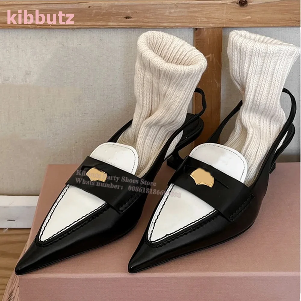 Vintage Pumps Genuine Leather Pointed Toe Kitten Heel Mixed Color ...