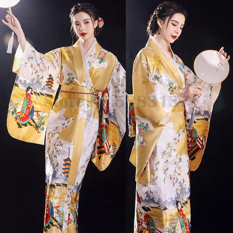 Vestido Kimono japonés para mujer, traje tradicional Vintage, estampado ...