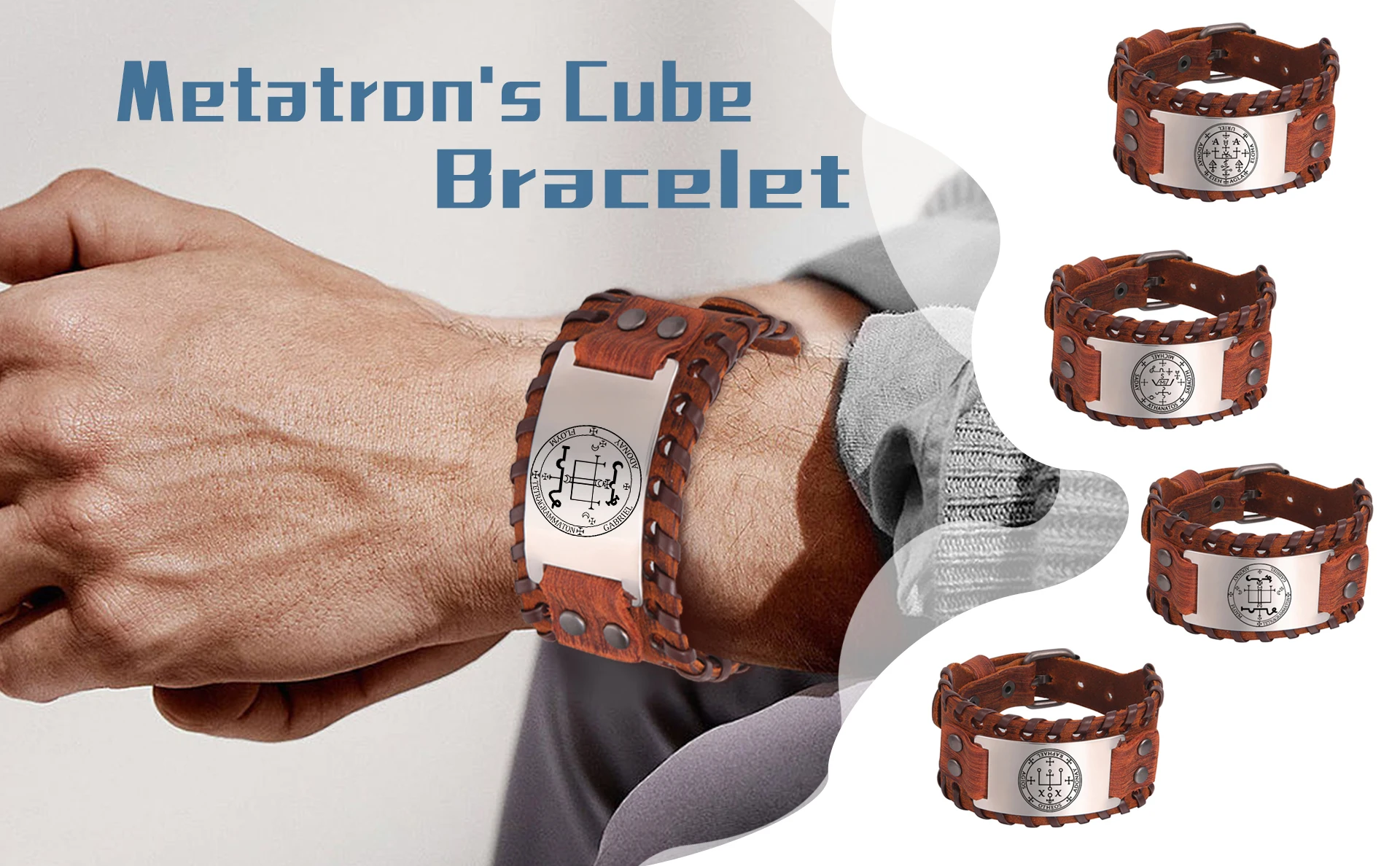 Fashion Viking Talisman Leather Wrap Lets For Men Gabriel Michael Seal ...