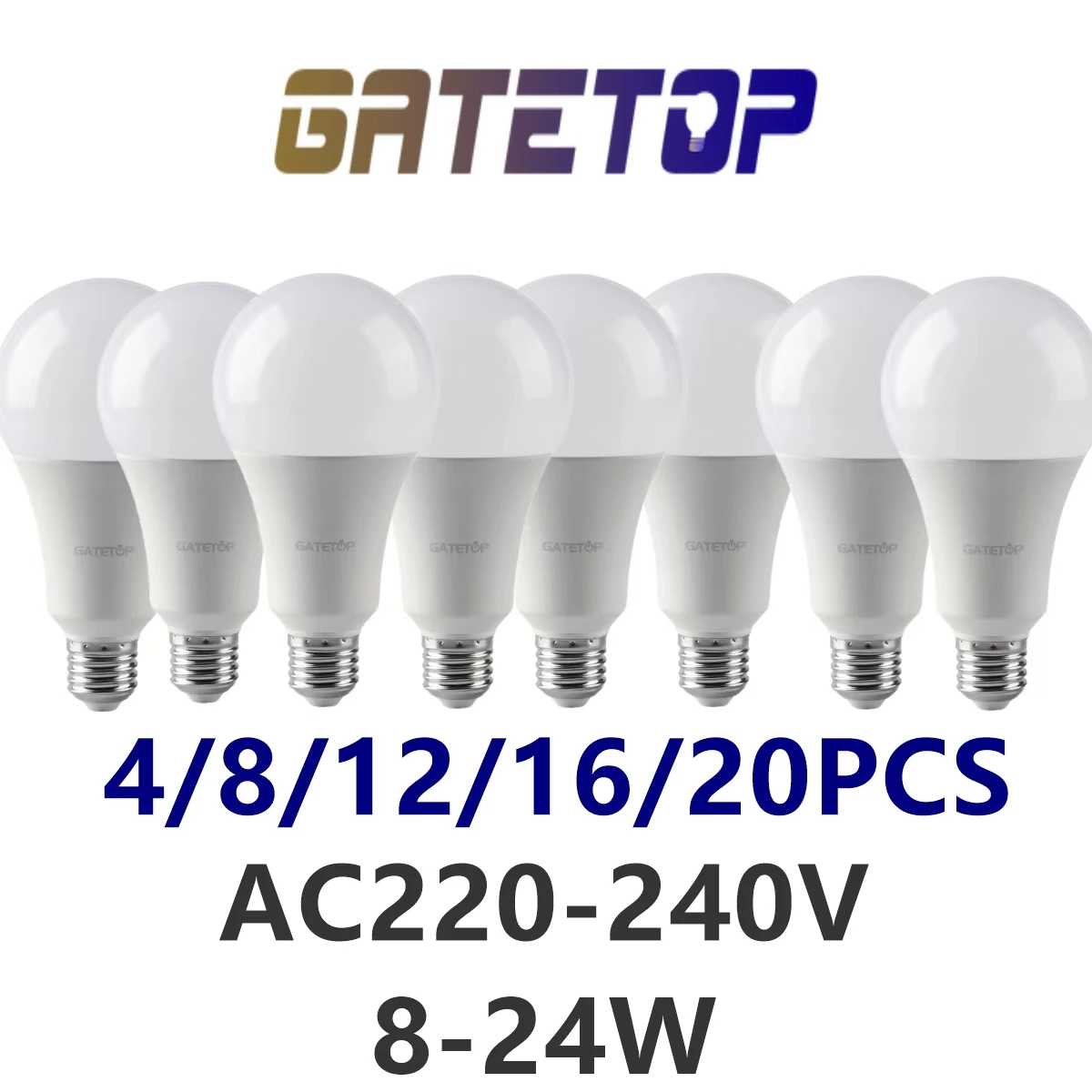 4-20PCS-LED-Bulb-AC220V-8W-24W-B22-E27-High-Lumen-Without-Strobe-3000K ...