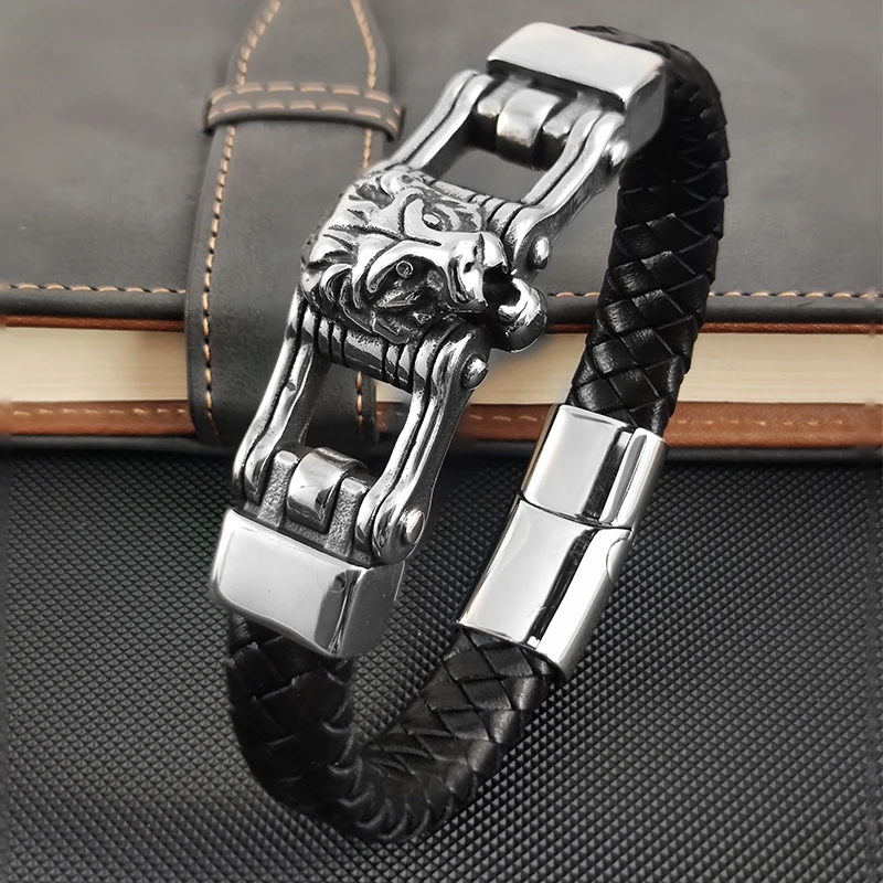 MingAo-Stainless-Steel-Lion-Accessories-Men-s-Leather-Bracelet-Luxury ...