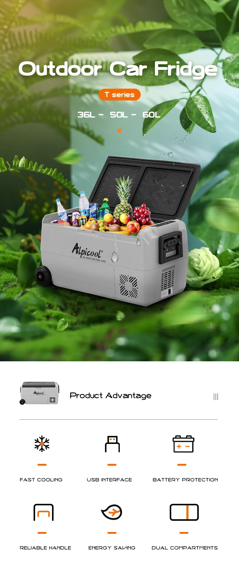 Alpicool T50 50L Alpicool портативный автомобильный холодильник с ...