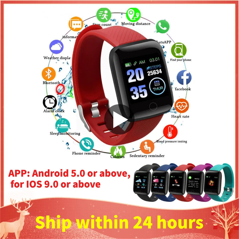 116 PLUS Smart Watch Color Screen Heart Rate Blood Pressure Blue-tooth ...