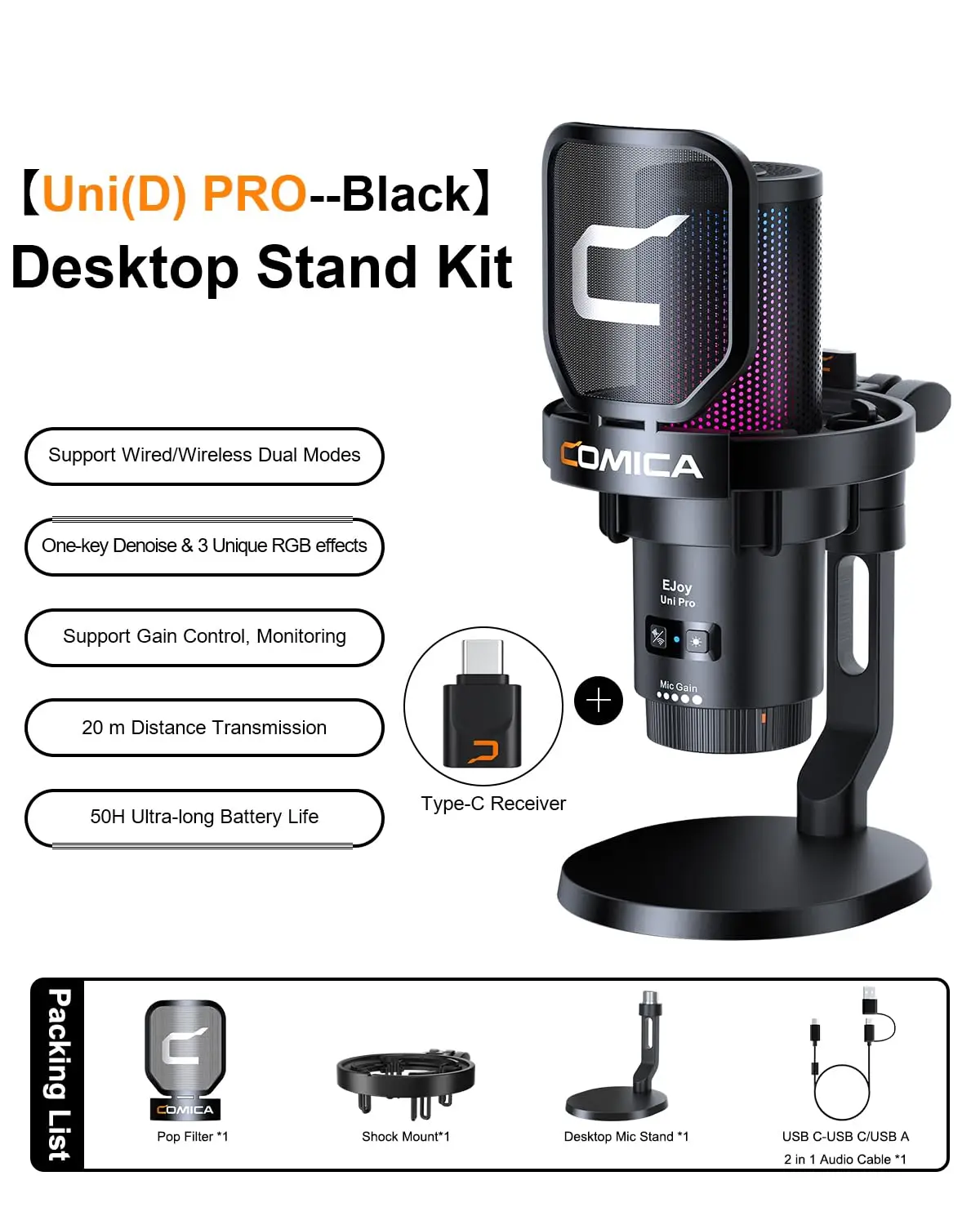 COMICA-UNI-PRO-Wireless-USB-Gaming-Microphone-for-PC-Laptop-Smartphone ...