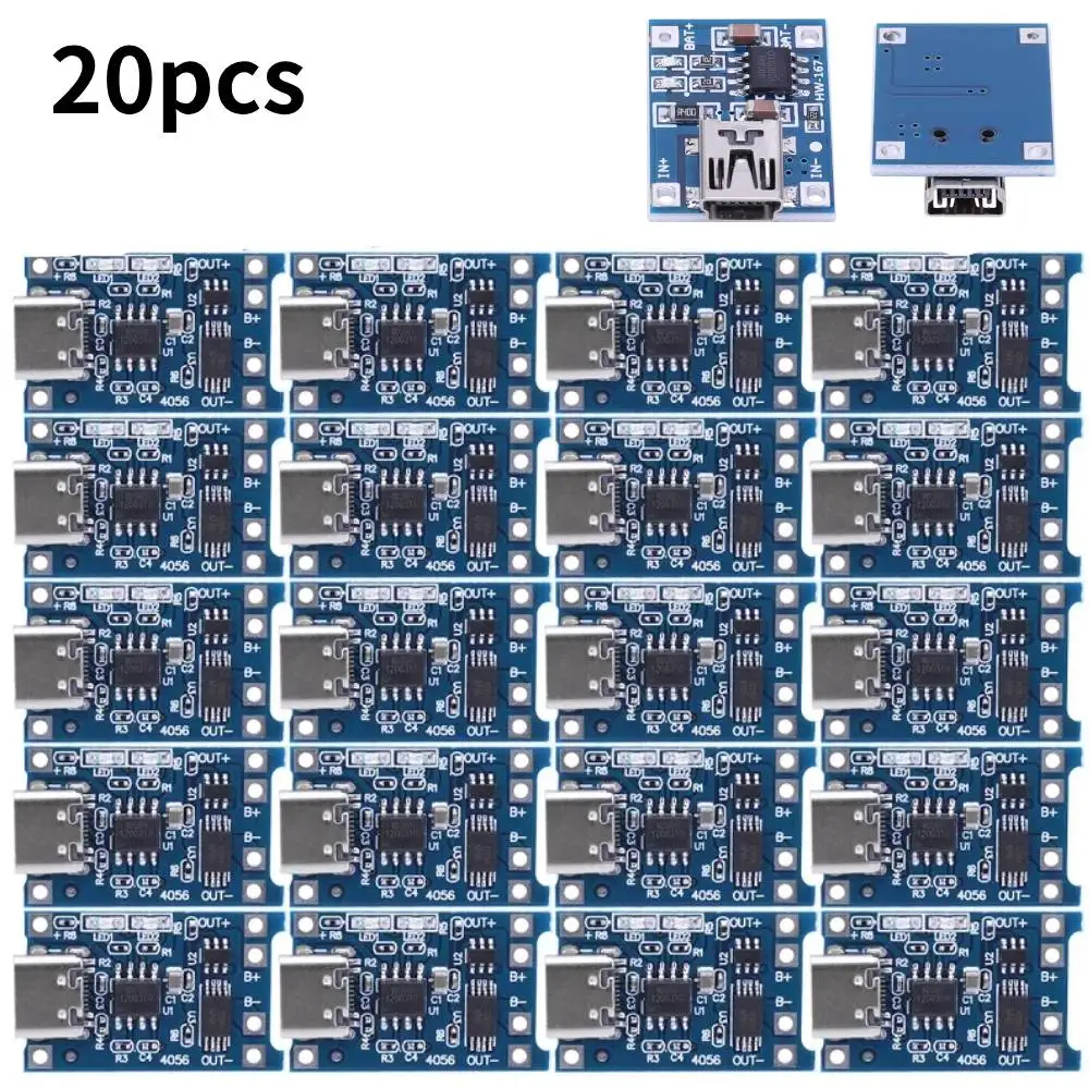 20pcs-Type-c-Micro-Mini-USB-5V-1A-18650-TP4056-Lithium-Battery-Charger ...