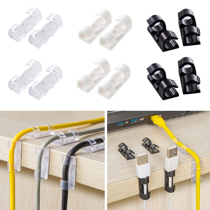 20PCS-Self-Adhesive-Cable-Organizer-Clips-Desktop-Wall-Tidy-Wire-Holder ...