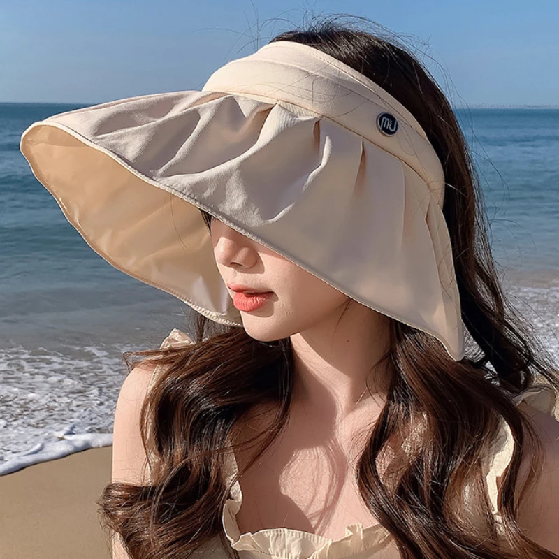 여성용 프릴 엣지 플리츠 디자인 버킷햇 트렌디한 대형 챙 태양 모자 방수 야외 자외선 차단 휴가 비치 캡 14cm