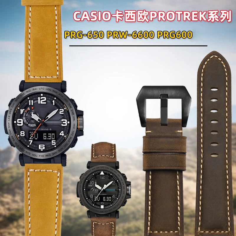 Correa-de-cuero-de-vaca-mate-para-reloj-Casio-5497-PRG-650-YB-Prg600 ...