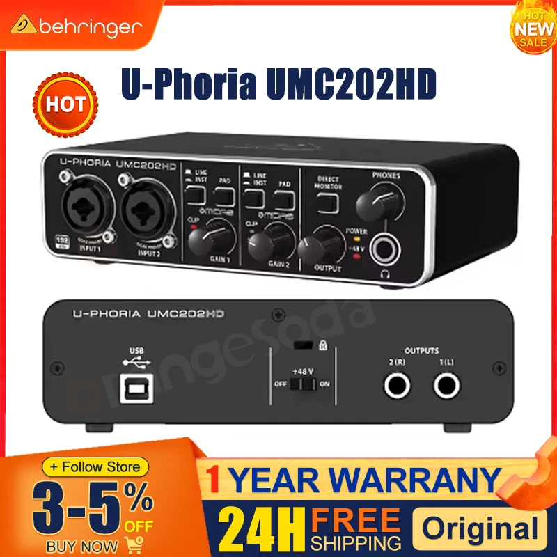 ﹥BEHRINGER U-Phoria UMC202HD 2-Channel USB 2.0 Audio Interface External ...