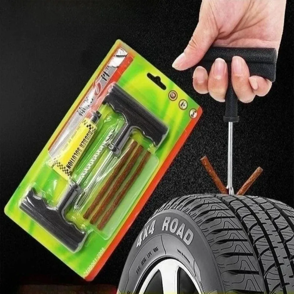 Car Tire Repair Tools Kit with Rubber Strips Tubeless Tyre Puncture ...