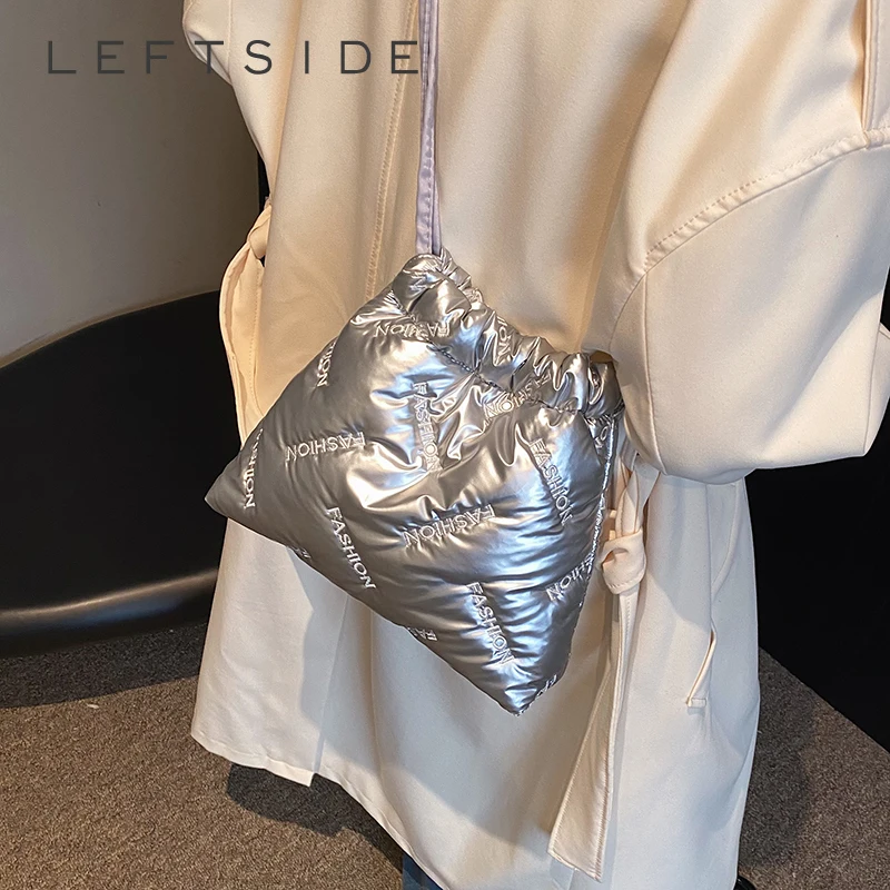 LEFTSIDE-Silver-Casual-Soft-PU-Padded-Design-String-Crossbody-Bag-for ...