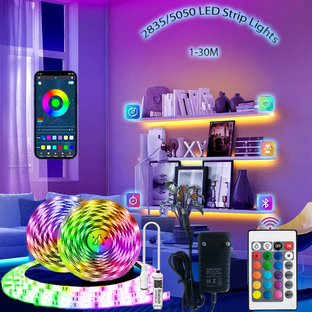 decoración habitación 5050/2835 RGB Luces de tira llevadas led 220v ...