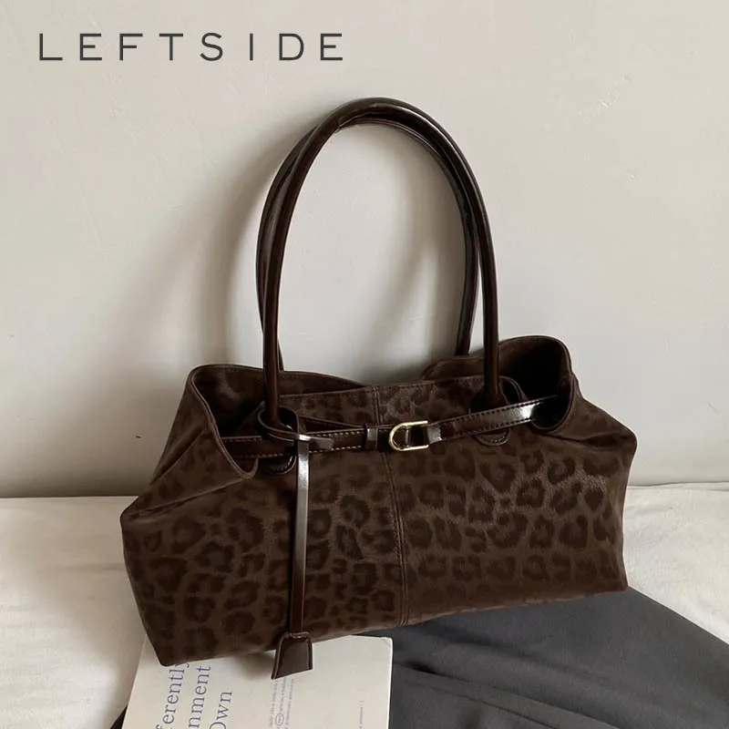 LEFTSIDE Leopard PU Leather Shoulder Bags for Women 2025 Luxury ...