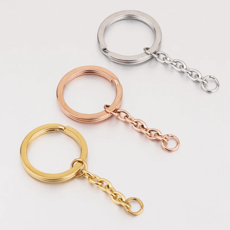 5pcs-No-Fade-Stainless-Steel-Keychain-with-Flat-Split-Ring-Extension ...