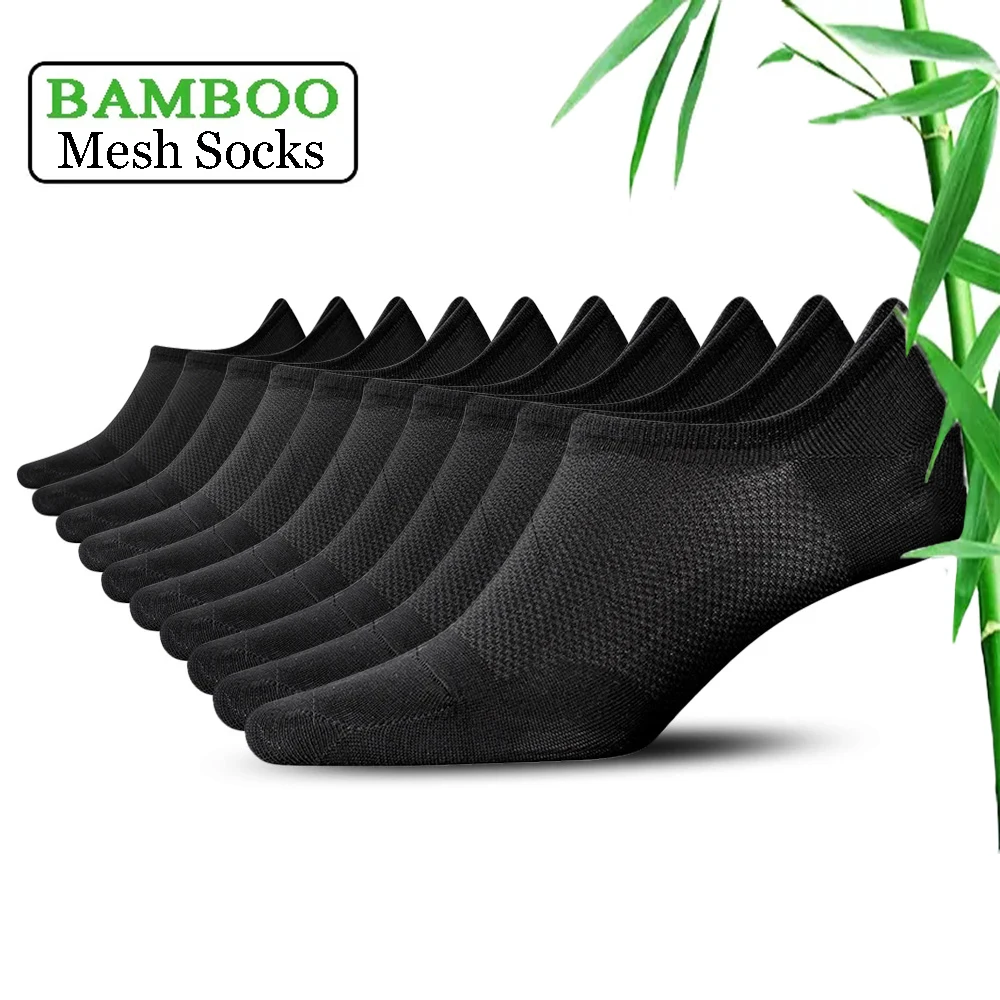 10Pairs-Bamboo-Fiber-Socks-Mesh-Short-Boat-Thin-Summer-Socks-Men-No ...
