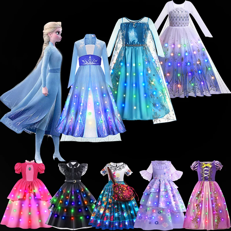 Frozen-Anna-Elsa-LED-Light-Up-Princess-Dress-Kids-Wednesday-Addams ...