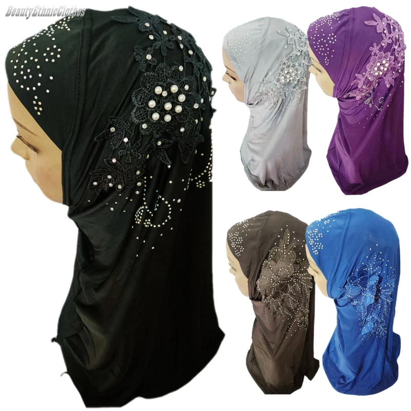 Women-Muslim-Beaded-Amira-Cap-Instant-Hijab-Head-Scarf-Shawls-Arab ...