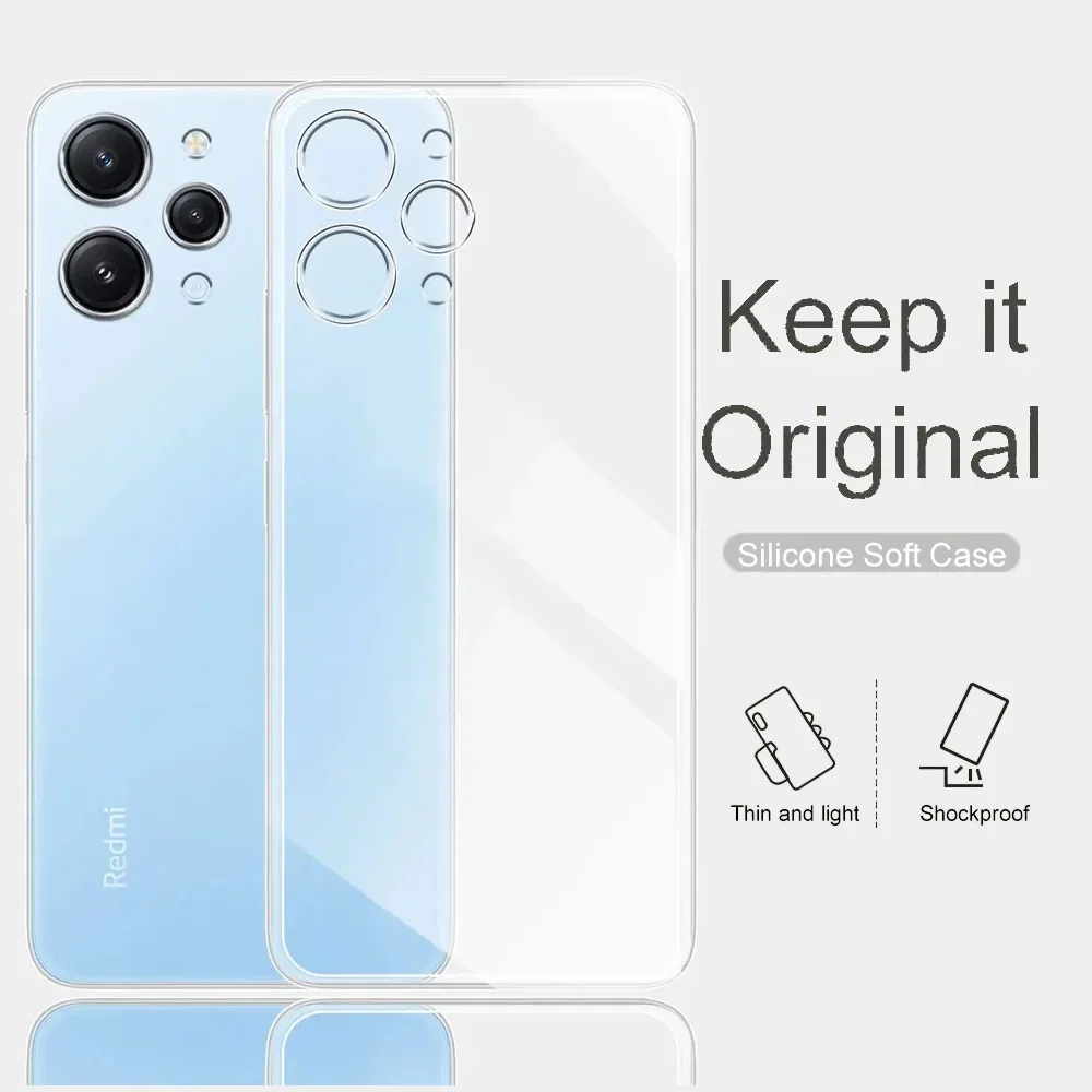 Original Transparent Silicone Case For Xiaomi Redmi 13C 12C Note 12S 13 ...