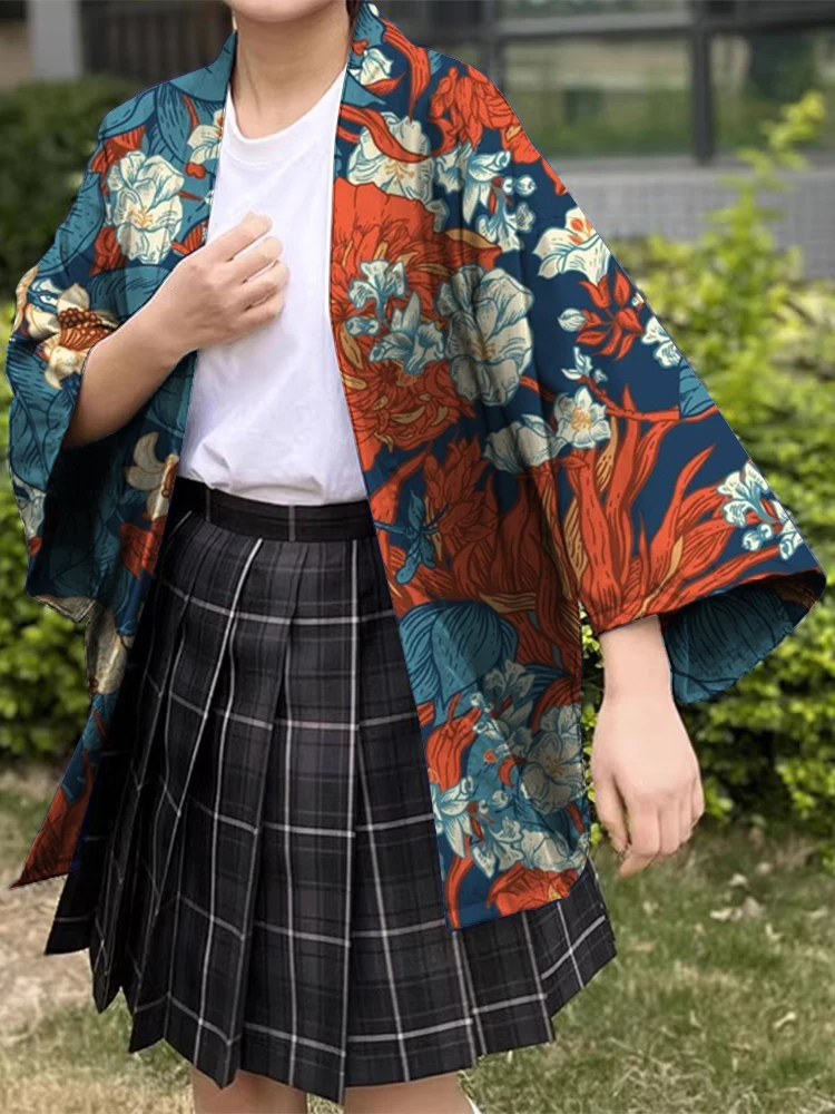 Plus Size Traditional Japanese Kimono Cardigan Plus Size Half Sleeve ...