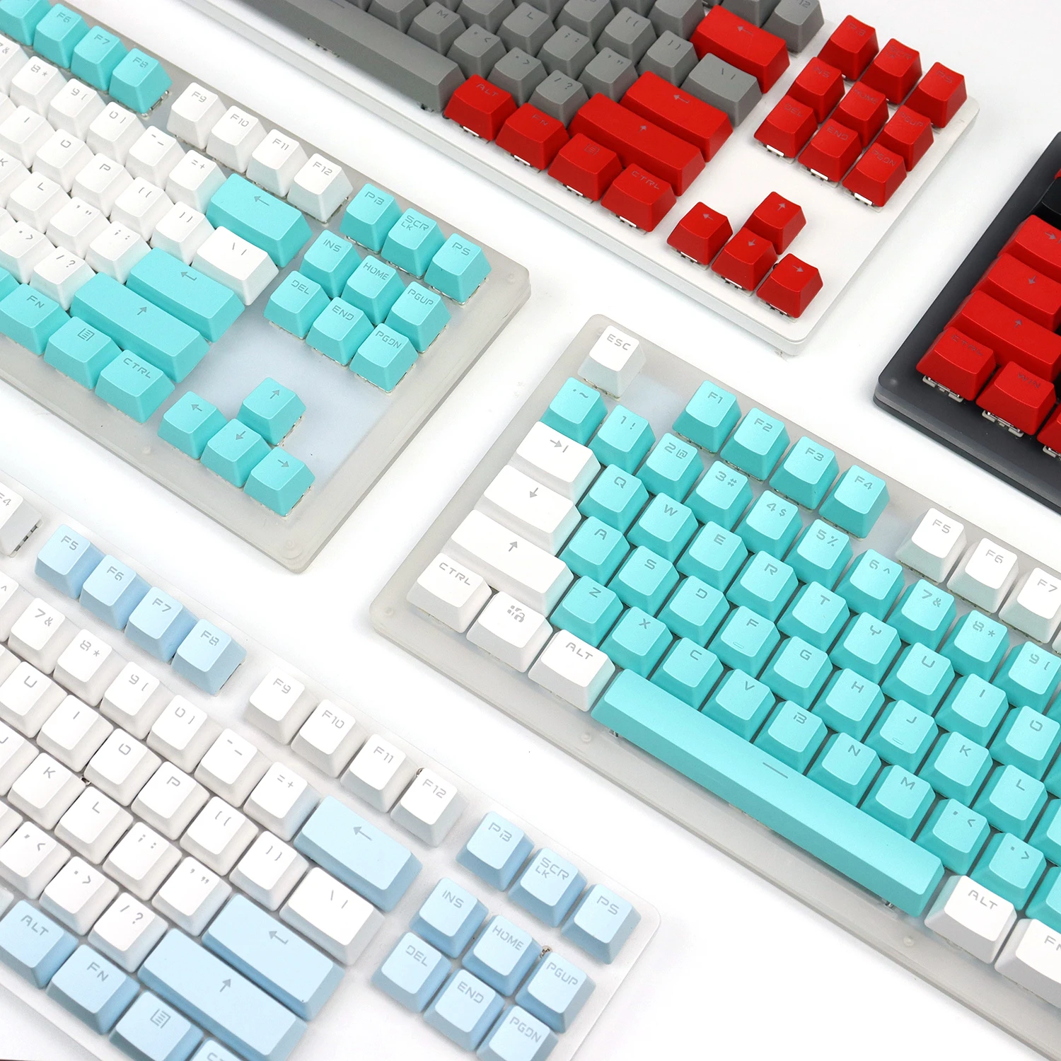 104-Key-OEM-Backlit-Keycaps-Set-PBT-Keycaps-Double-Shot-Cyan-White-Key ...