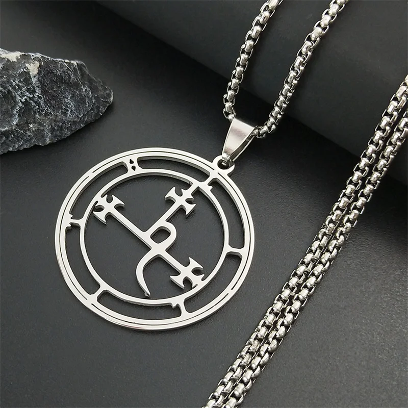 Stainless-Steel-Demon-Seal-Necklace-Men-Women-Silver-Color-Satan-LILITH ...