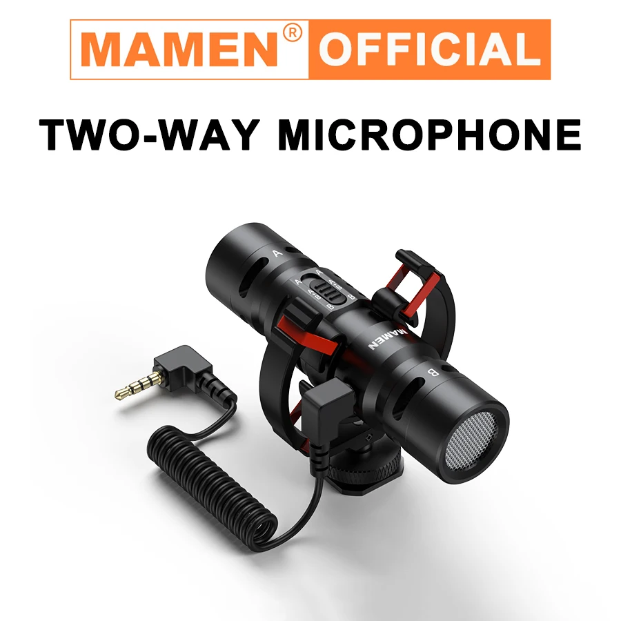 MAMEN Two way Pickup Cardioid Recording Microphone with Shockproof Base for DSLR Mirrorless ...