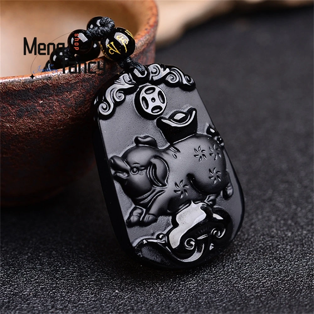 Natural-Obsidian-Chinese-Zodiac-Pendant-Retro-Exquisite-Mascots-Fashion ...