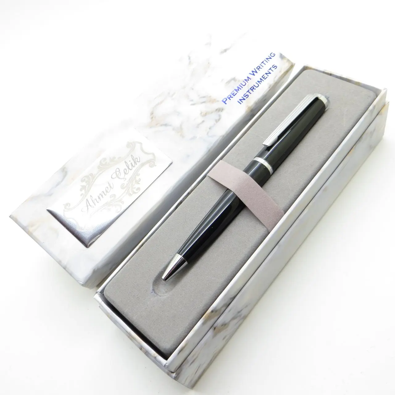 Wings Marble T607 black chrome ballpoint pen | Name custom pen | Gift ...