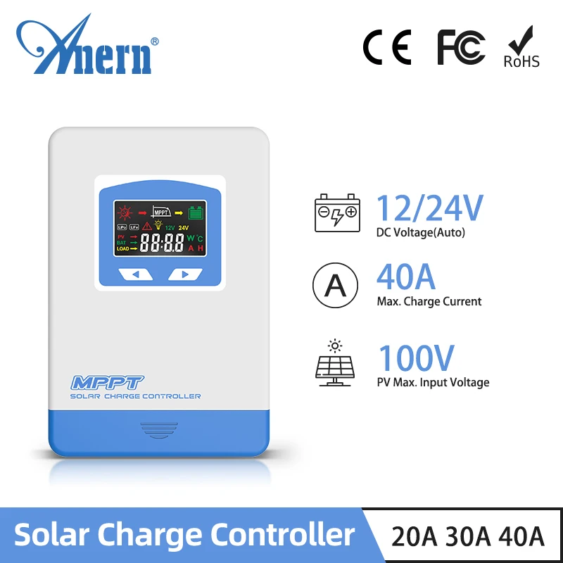 Anern-40A-30A-20A-Mppt-Solar-Charge-Controller-PV-Input-100VDC-60VDC ...