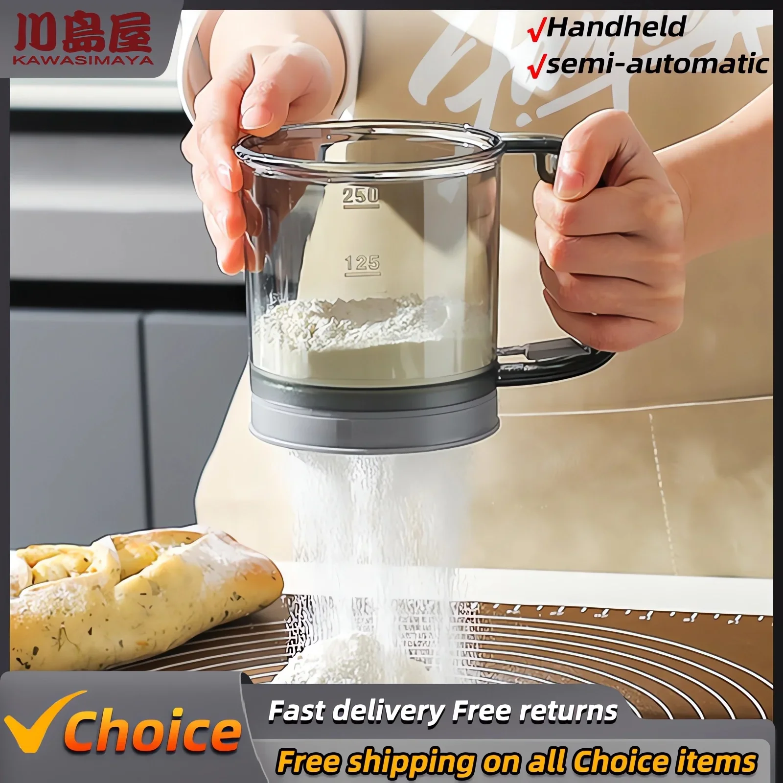 KAWASIMAYA-Handheld-Semiautomatic-Flour-Sieve-Household-Flour-Filter ...