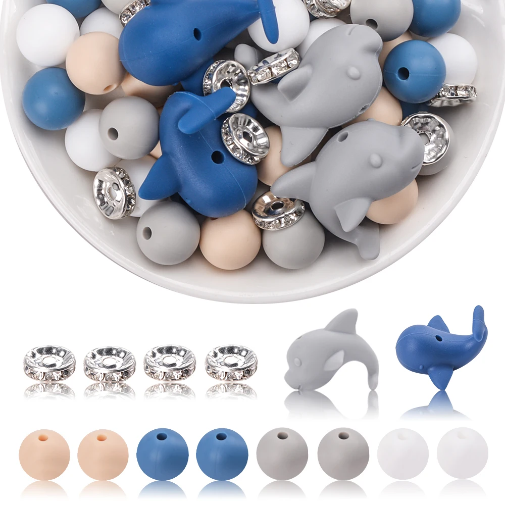 LOFCA 94 Pcs Silicone Dolphin Beads silicone jewelry accessories ...