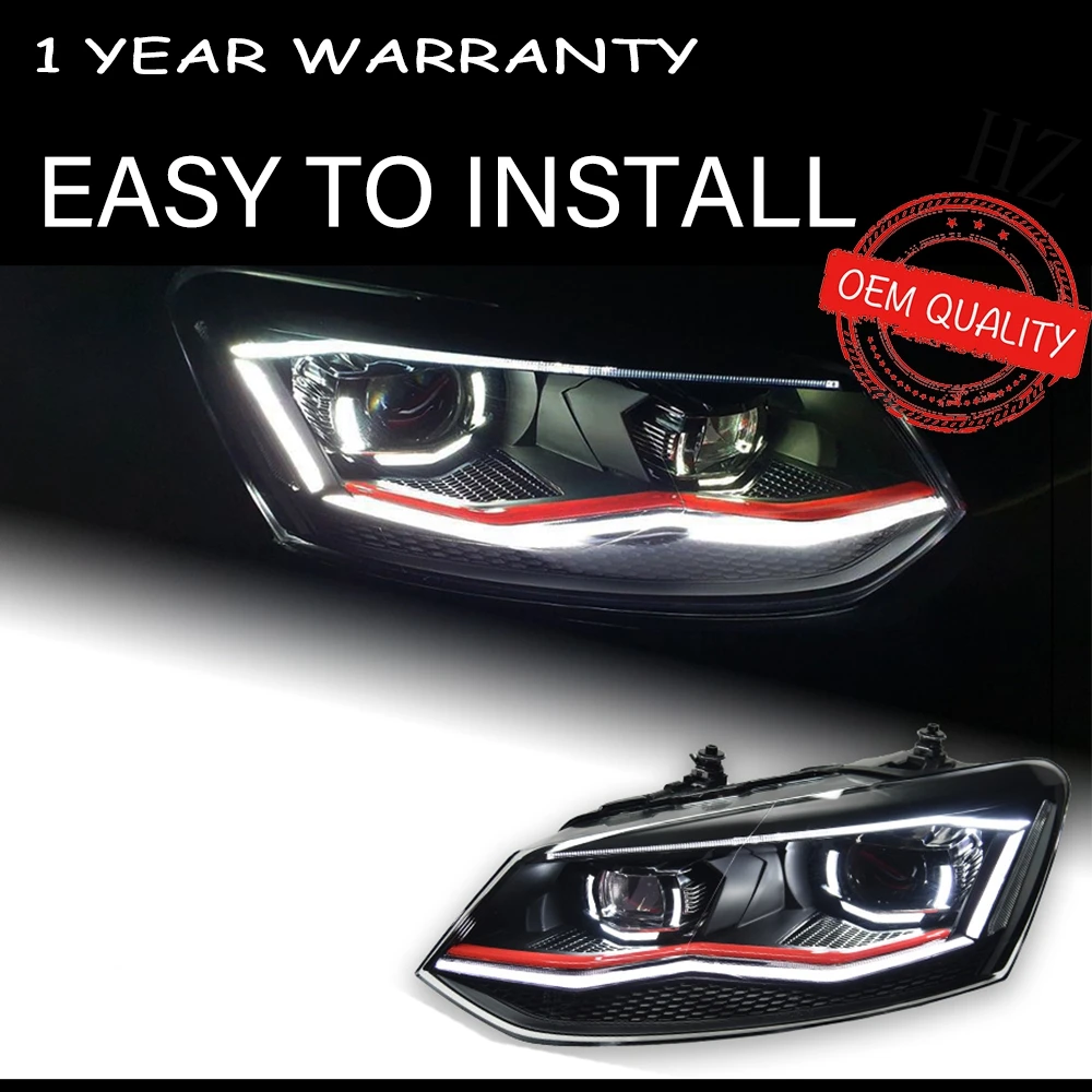 Headlight for VW Polo TSI 2011-2018 Car DRL Hella автомобильные товары ...