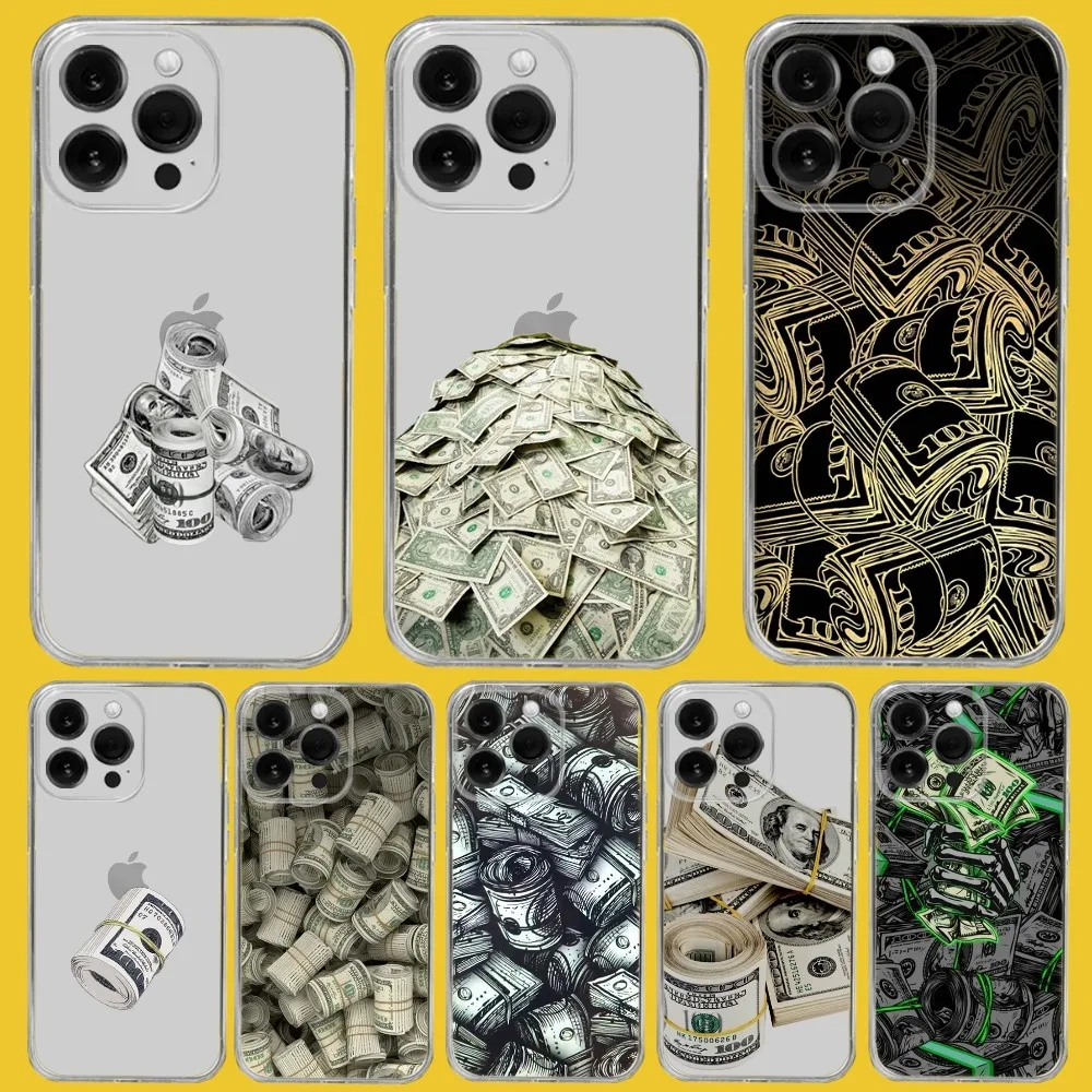 Banknotes-Pattern-Bill-Black-Phone-Case-For-iPhone13-14-11-12-15-Pro ...