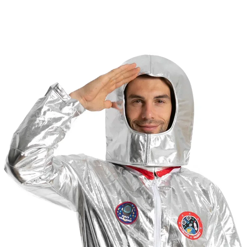 Adult Silver Astronaut Helmet Cosplay Props Spaceman Headgear Accessory ...