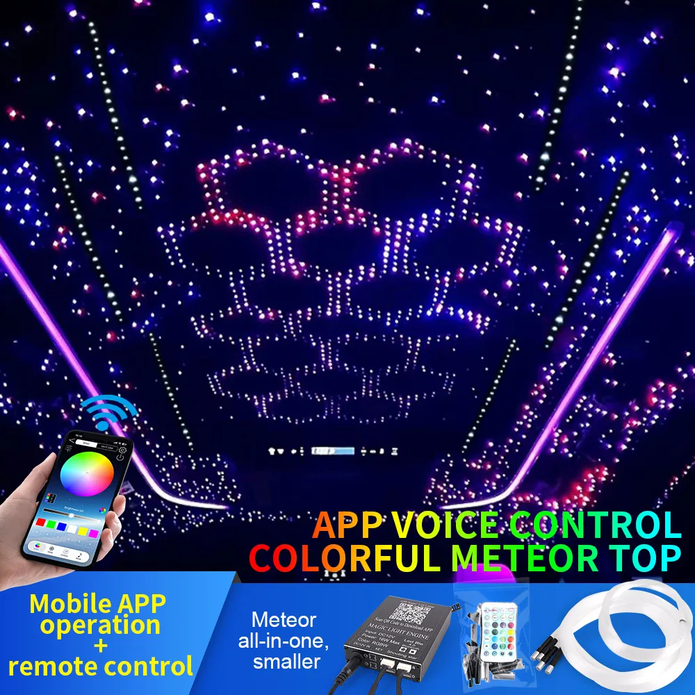 16W Twinkle Starry Sky Car Star Ceiling Light Fiber Optic Lamp APP ...