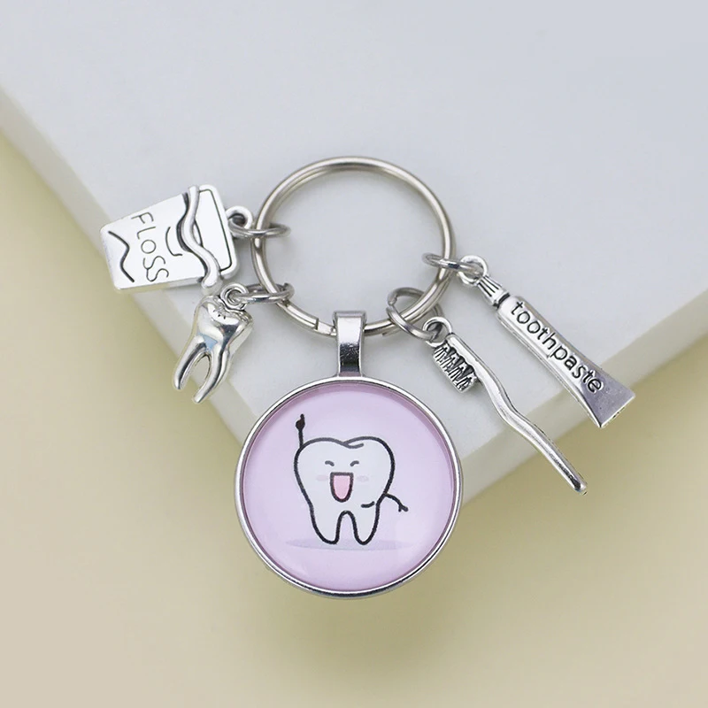 1pcs-Cute-Cartoon-Teeth-Pattern-Dentist-Medal-Keychain-Dentist-Dental ...