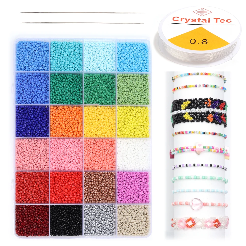 Glass Seed Beads 24 Colorful Seed Bead Kit with Letter Beads Heart ...
