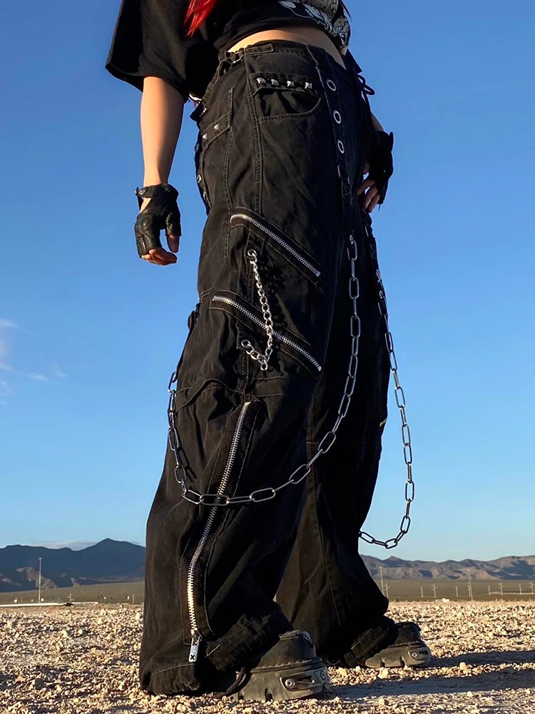 Fashion Hip Hop Cyber Punk Baggy Cargo Pants Women Hot Girl Loose ...