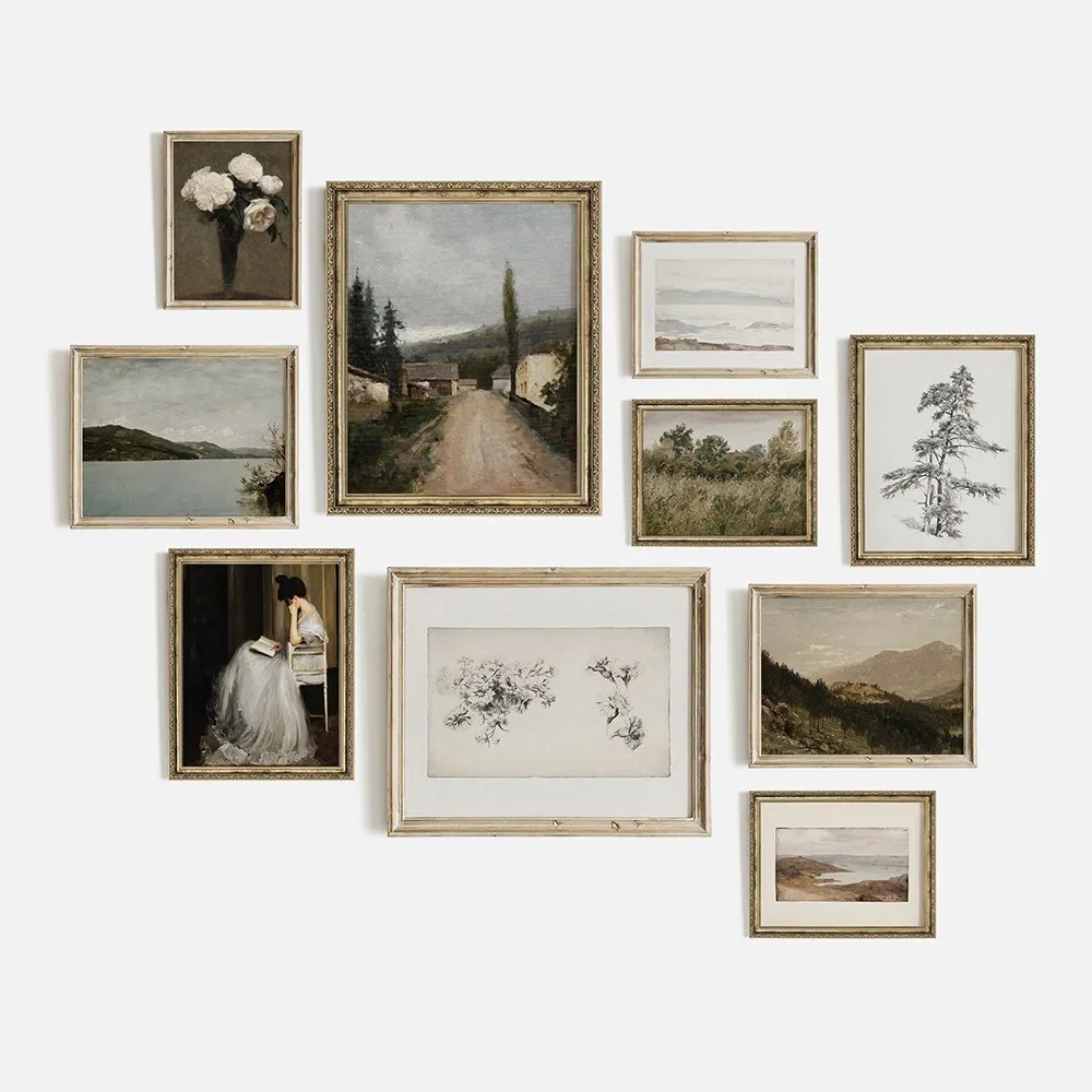 Vintage-Country-Oil-CanvasPainting-On-Poster-Rose-Floral-Garden ...