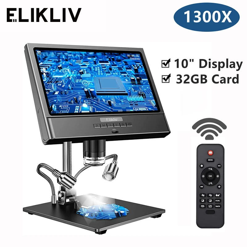 Elikliv-EDM12-10-Digital-Microscope-1300X-Soldering-Microscope-With ...