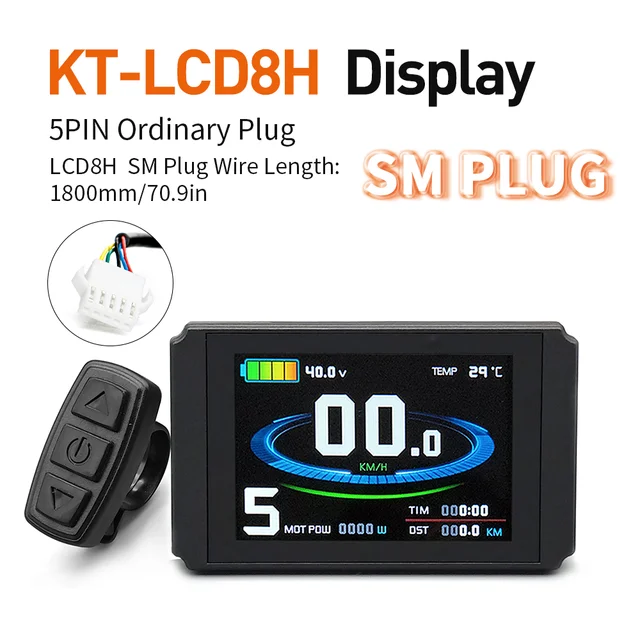 Ebike Display KT LCD8H LCD8HU Color Display with USB 24V/36V/48V/60V/72V Electric Bicycle for KT ...