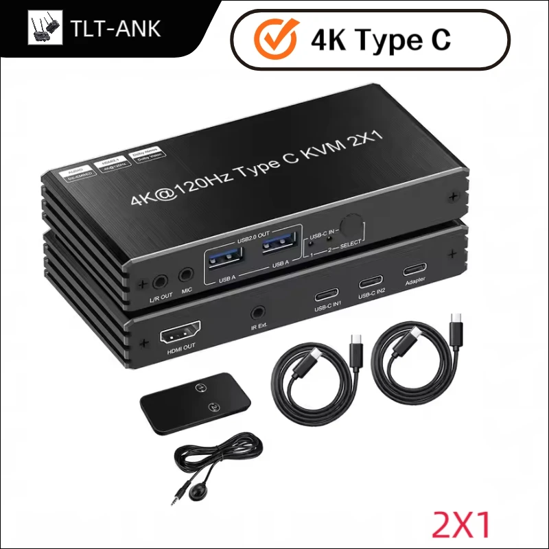 4K@120Hz 8k@60Hz USB C KVM Switch 2x1 Kvm Switch Usb c 2 Computer 1 ...